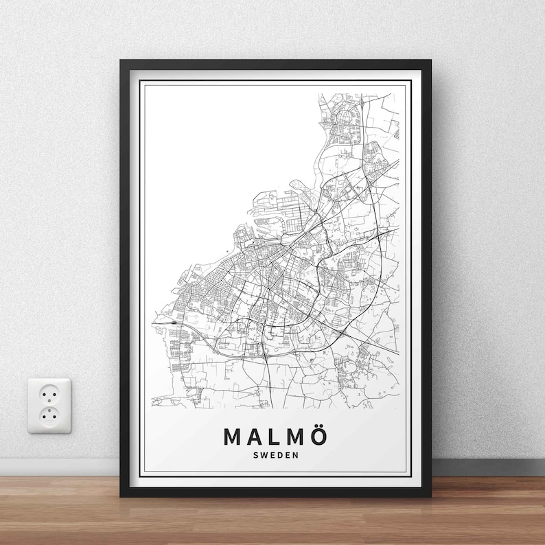 Printable Map of Malmö Sweden Malmo Instant Download City | Etsy