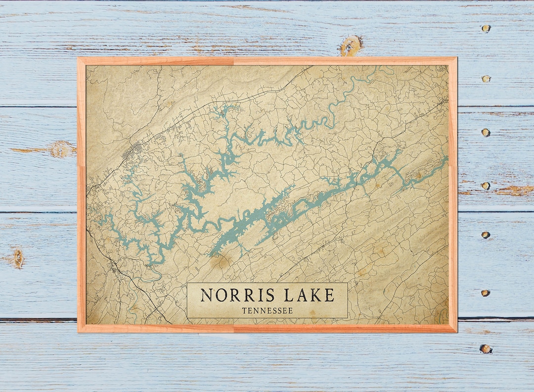 Printable Vintage Style Map Norris Lake Tennessee Instant - Etsy Australia