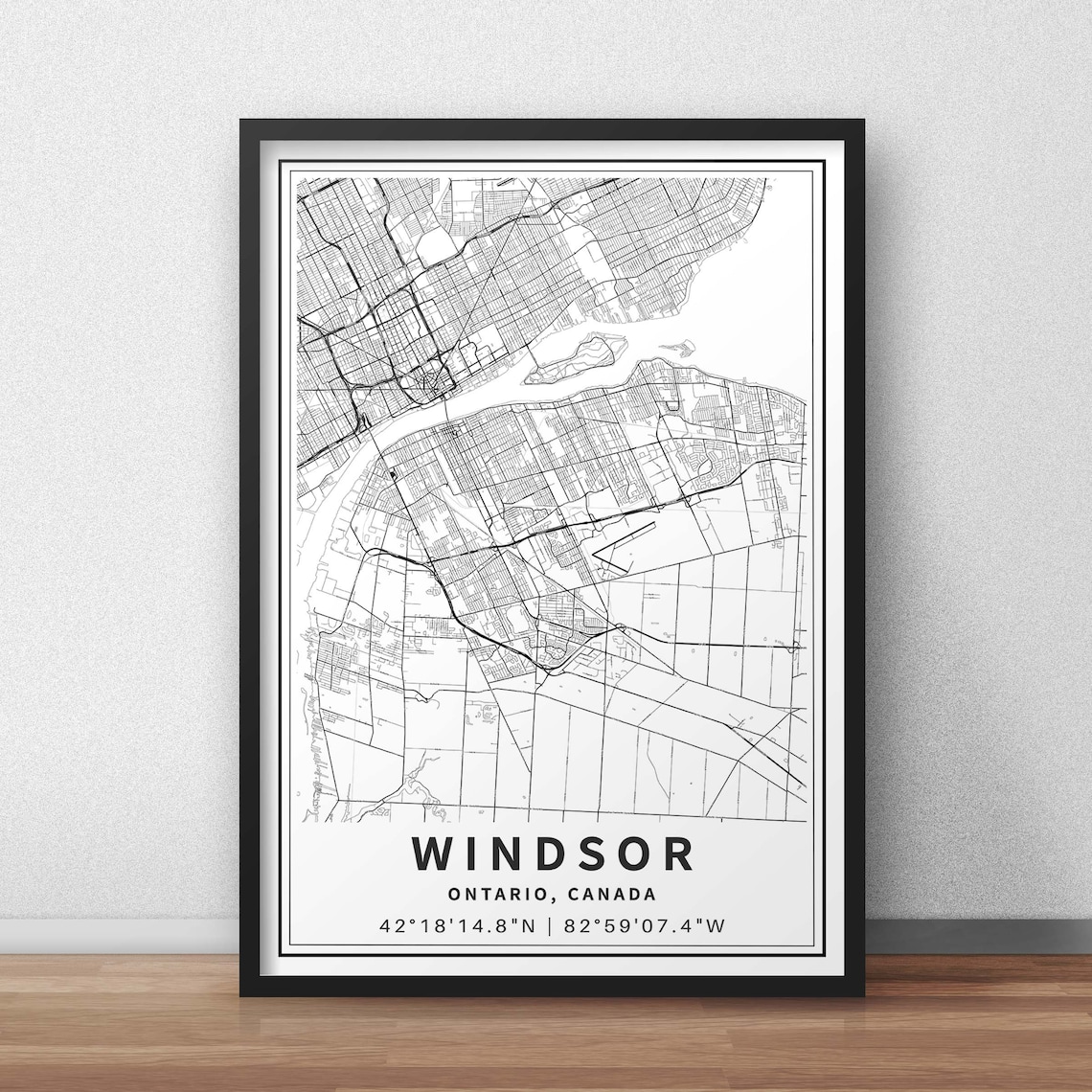 Printable Map of Windsor Canada With Street Names Instant | Etsy