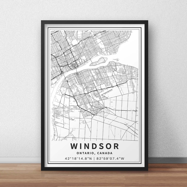 Printable Map of Windsor, Canada With Street Names - Instant Download ...