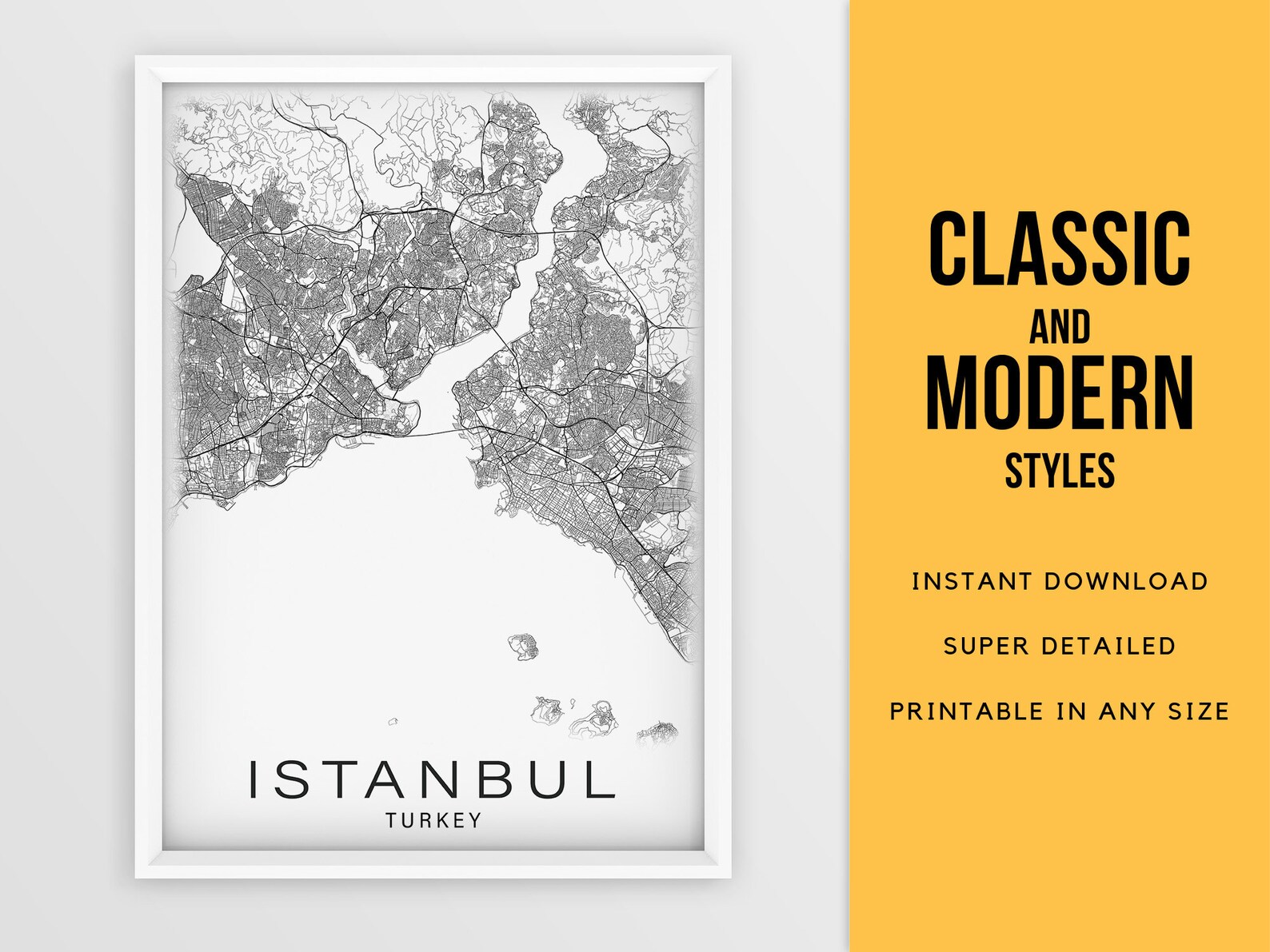 Printable Map of Istanbul Turkey Instant Download City - Etsy