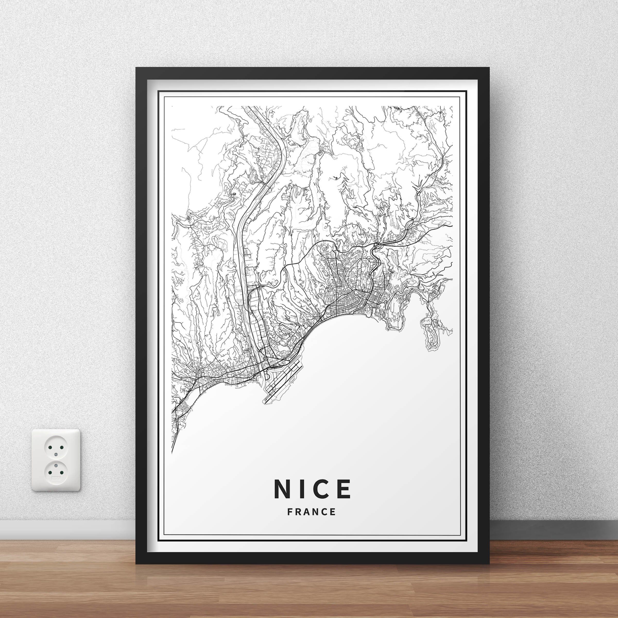 Printable Map of Nice France Instant Download City Map | Etsy