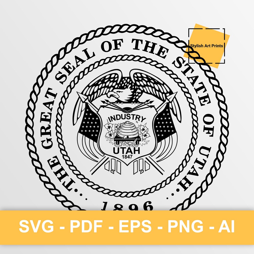 Utah State Seal, Utah Vector Clip Art - SVG \ PNG \ PDF \ Instant ...