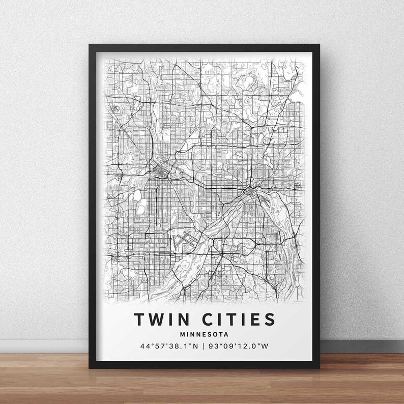 Printable Map of Twin Cities, Minneapolis – Saint Paul, Minnesota, USA ...