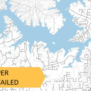 Printable Map of Lake Allatoona, Etowah River Georgia, US - Instant ...