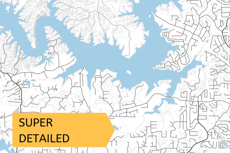 Printable Map of Lake Allatoona Etowah River Georgia United - Etsy