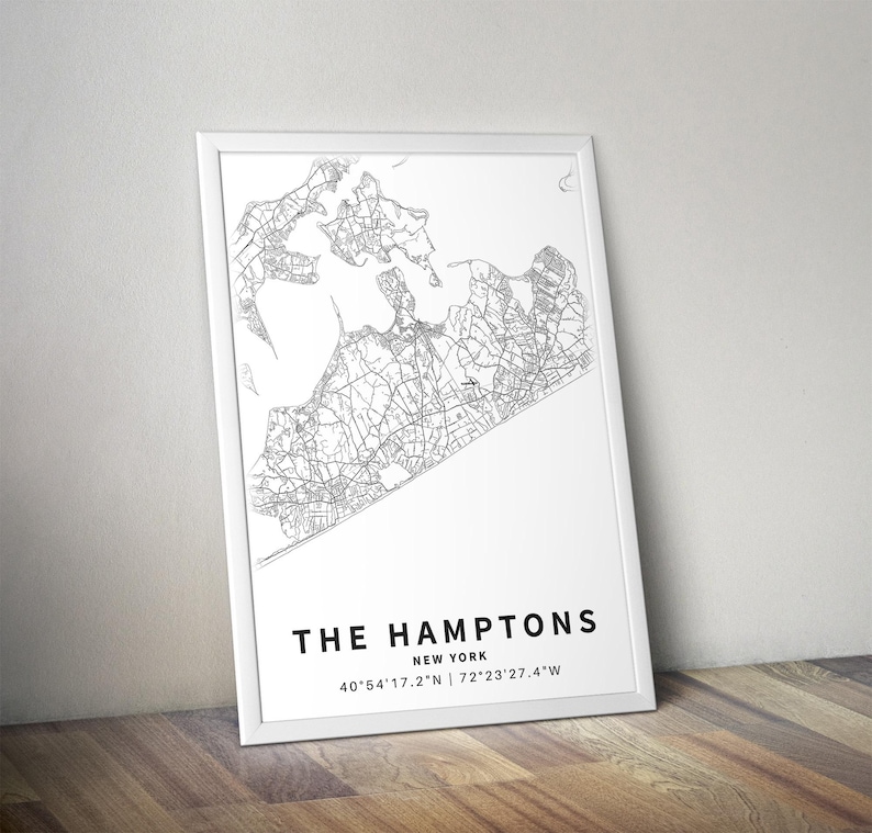 Printable Map of the Hamptons, New York, USA With Street Names ...