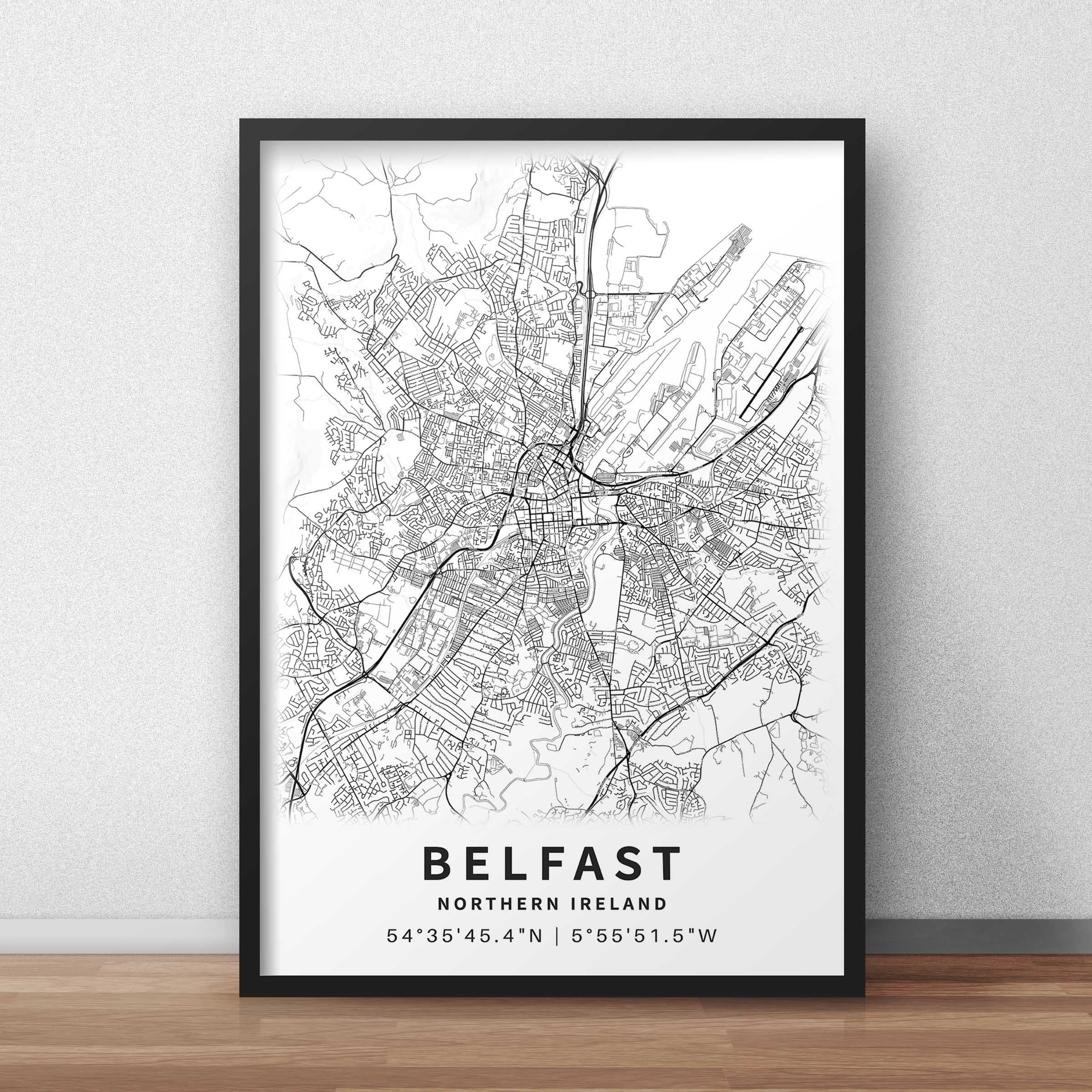 Printable Map of Belfast Northern Ireland UK With Street Names - Etsy