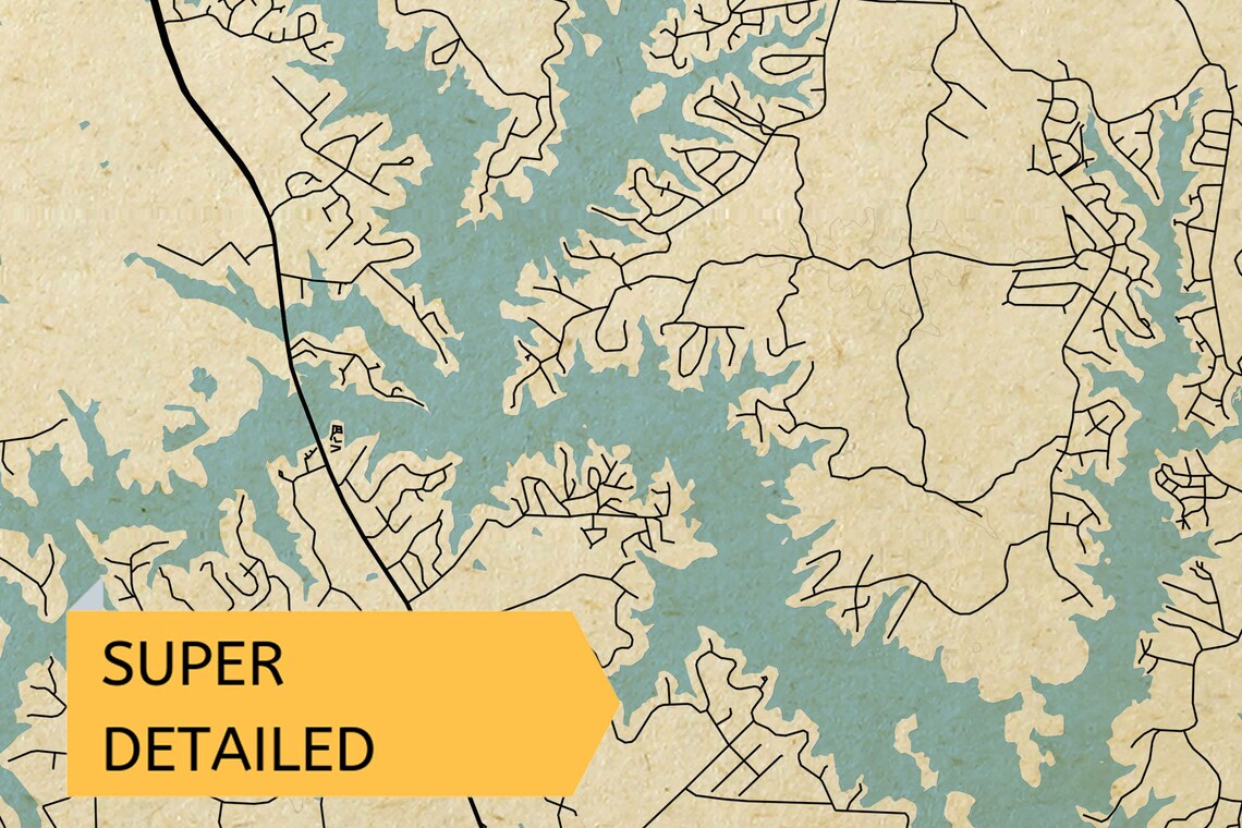 Vintage Style Map of Lake Sinclair Georgia USA Instant - Etsy