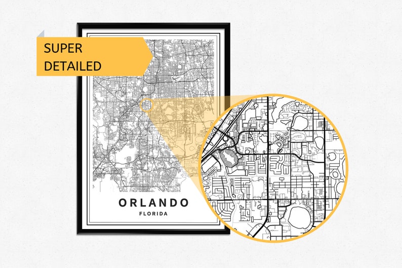Printable Map of Orlando Florida United States Instant | Etsy