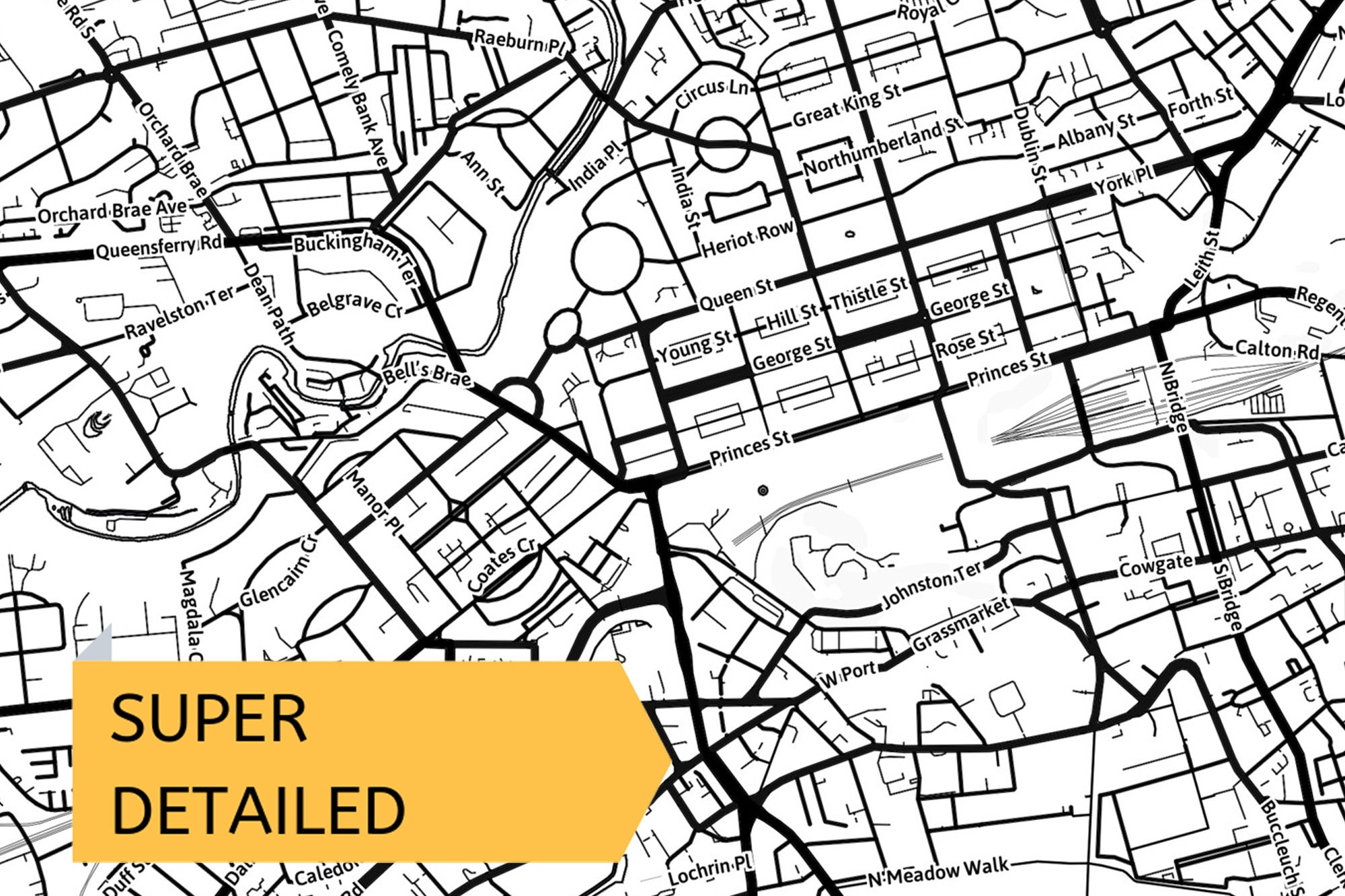 Printable Map of Edinburgh Scotland United Kingdom UK With | Etsy UK