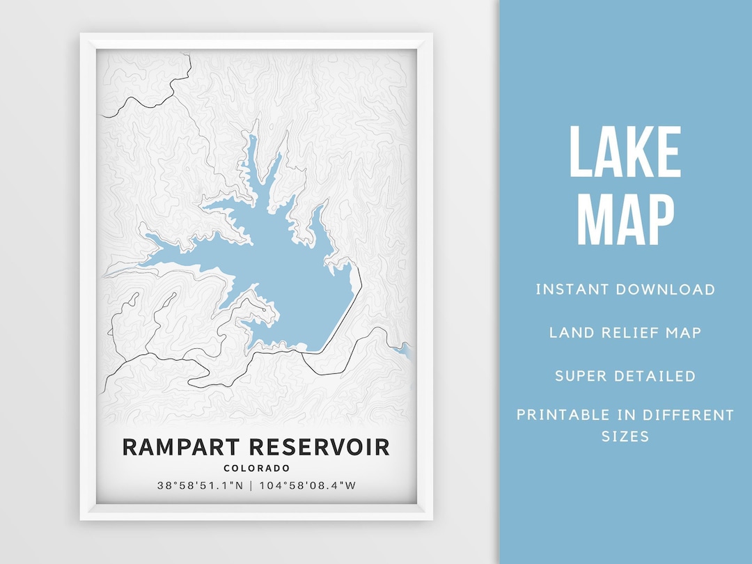 Printable Map of Rampart Reservoir Colorado United States - Etsy