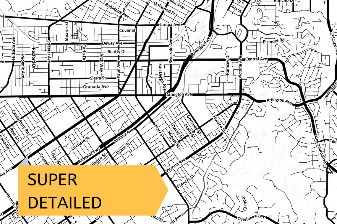 Printable Map of Riverside California United States With | Etsy