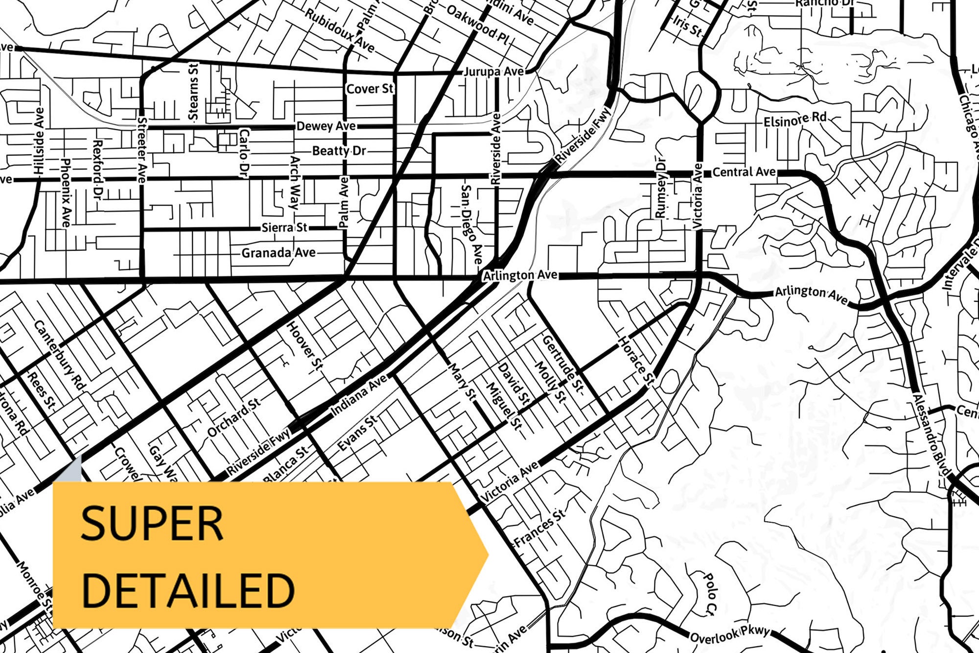 Printable Map of Riverside California United States With | Etsy
