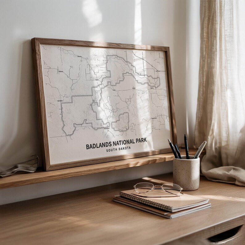 Badlands National Park Topographic Map Print, South Dakota Map Poster ...