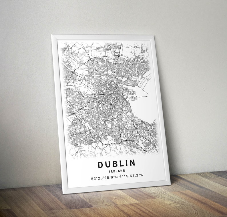 Dublin Ireland Map With Street Names, Printable Dublin City Poster ...
