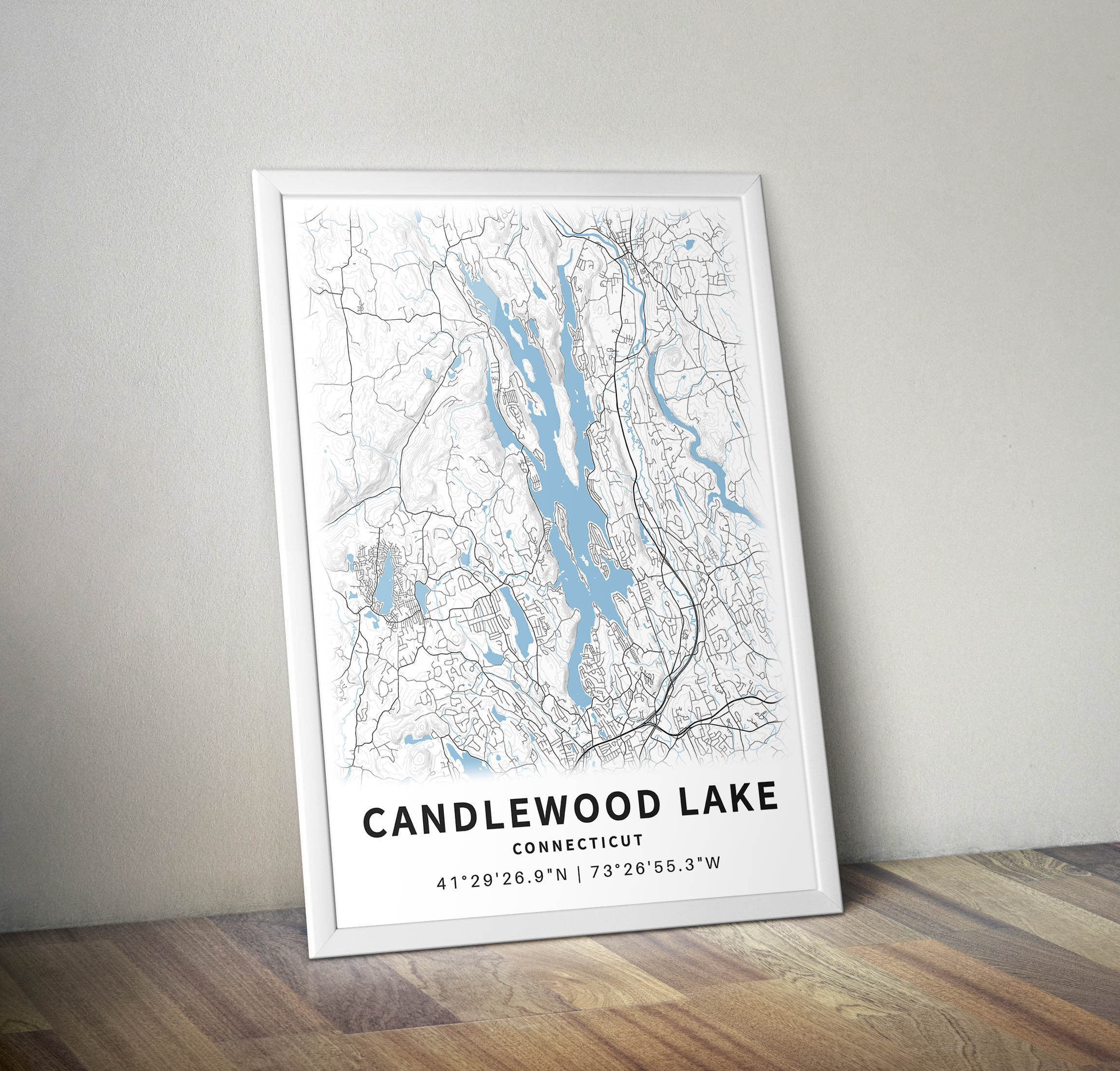 Printable Map of Candlewood Lake, Connecticut, US - Instant Download ...
