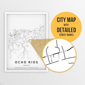 Printable Map of Ocho Rios, Jamaica With Street Names - Instant ...