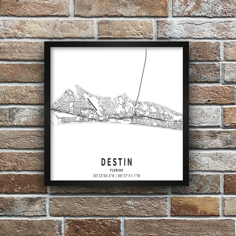 Printable Map of Destin, Florida With Street Names - Instant Download ...