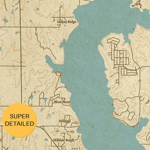 Vintage Style Map of Perry Lake, Kansas, USA With City Names - Instant ...