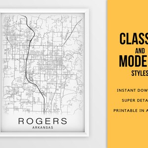 Printable Map of Rogers, Arkansas AR, United States Instant Download ...