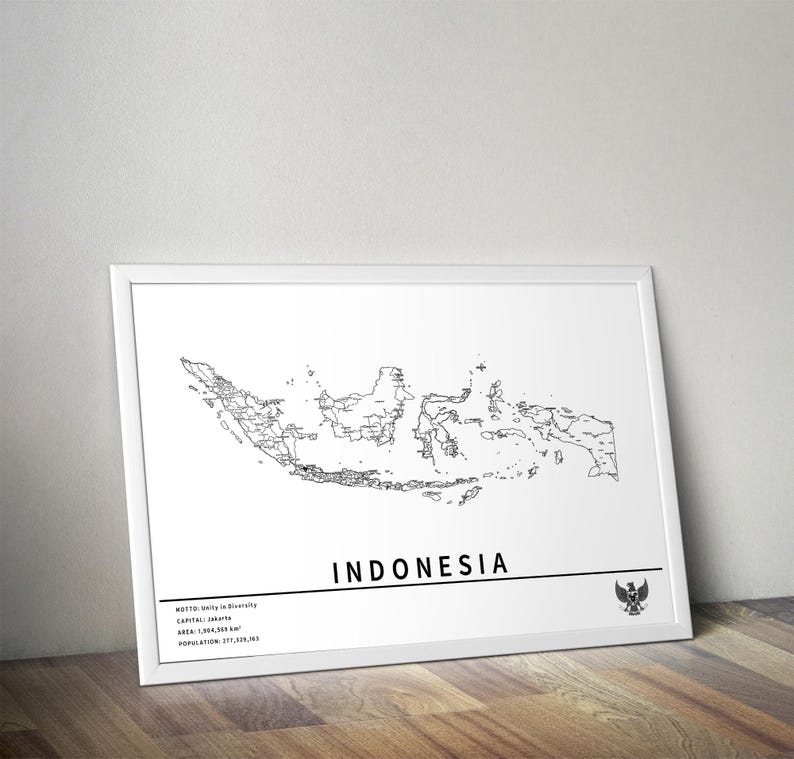 Indonesia Map Poster, Printable Road Map With City Names (instant ...