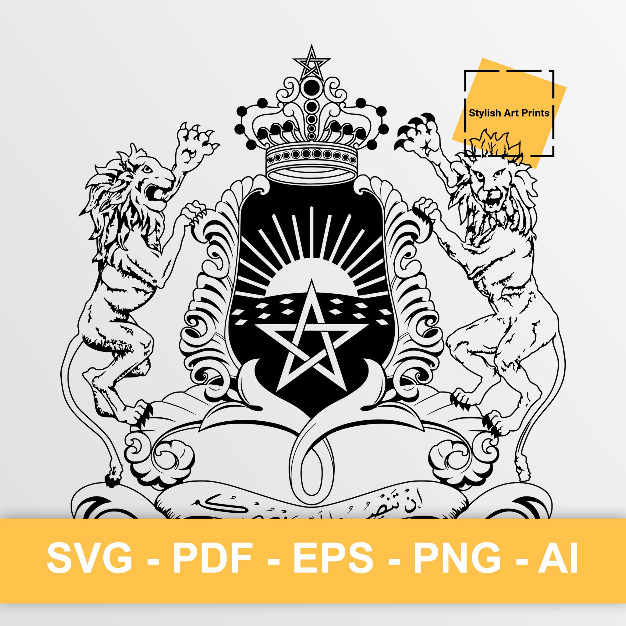 Armoiries du Maroc Vector Clipart (SVG, PNG, PDF), fichier de découpe ...