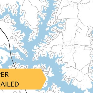 Printable Map of Lake Sinclair, Georgia, US - Instant Download \ Lake ...