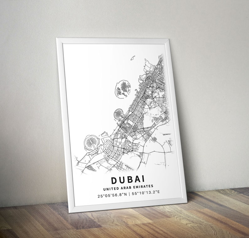 Printable Map of Dubai United Arab Emirates UAE with street | Etsy
