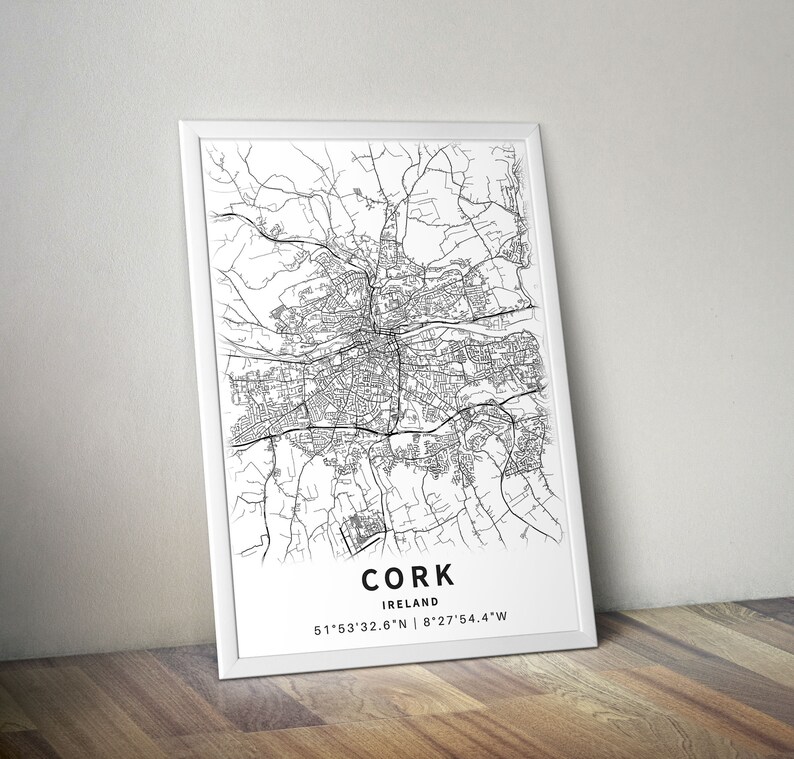 Printable Map of Cork, Ireland With Street Names - Instant Download ...