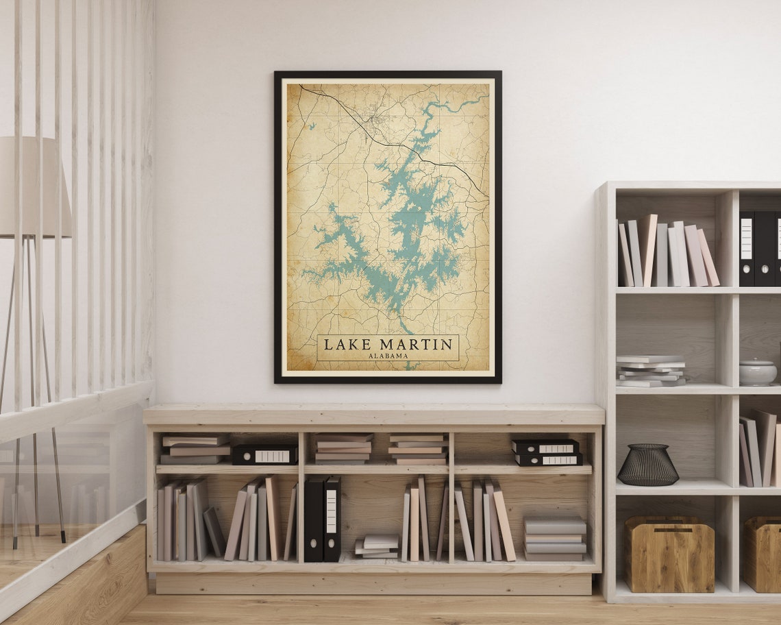 Vintage Style Map of Lake Martin Alabama USA Instant | Etsy