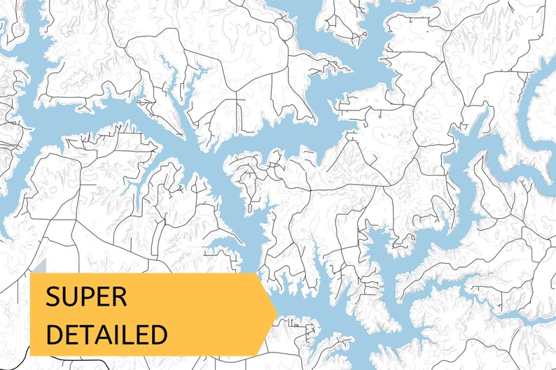 Printable Map of Lewis Smith Lake Alabama United States - Etsy