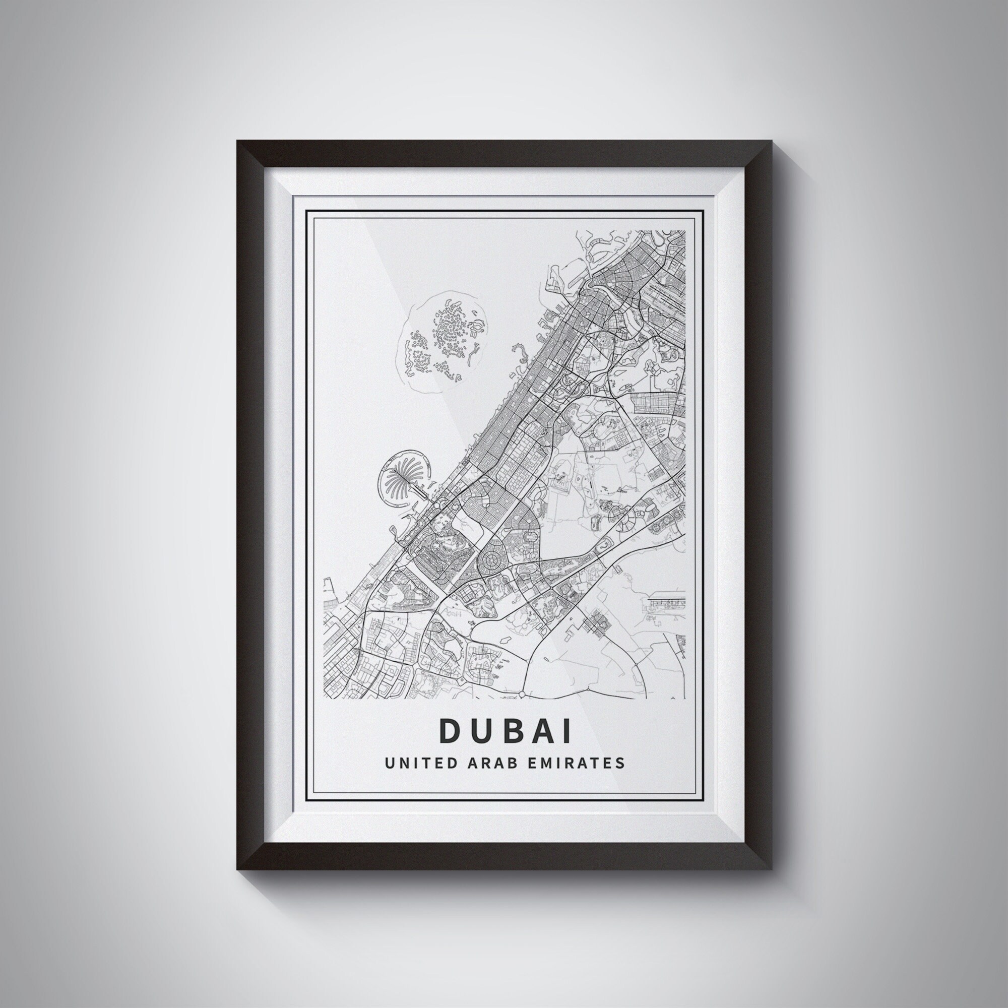 Dubai UAE Map Print United Arab Emirates City Map Instant | Etsy