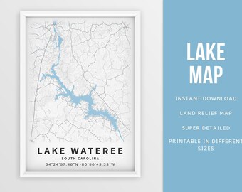 Lake Wateree Map - Etsy