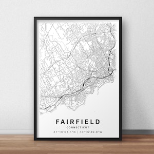 Printable Map of Fairfield, Connecticut, USA With Street Names ...