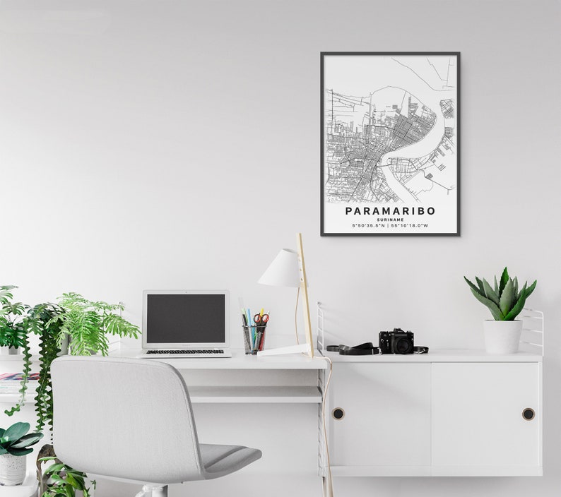 Printable Map of Paramaribo, Suriname With Street Names - Instant ...