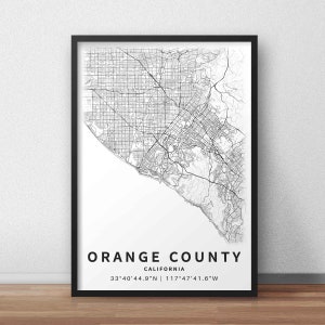 Printable Map of Orange County, California, USA With Street Names ...
