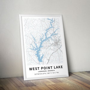 Printable Map of West Point Lake, Georgia, US - Instant Download \ Lake ...