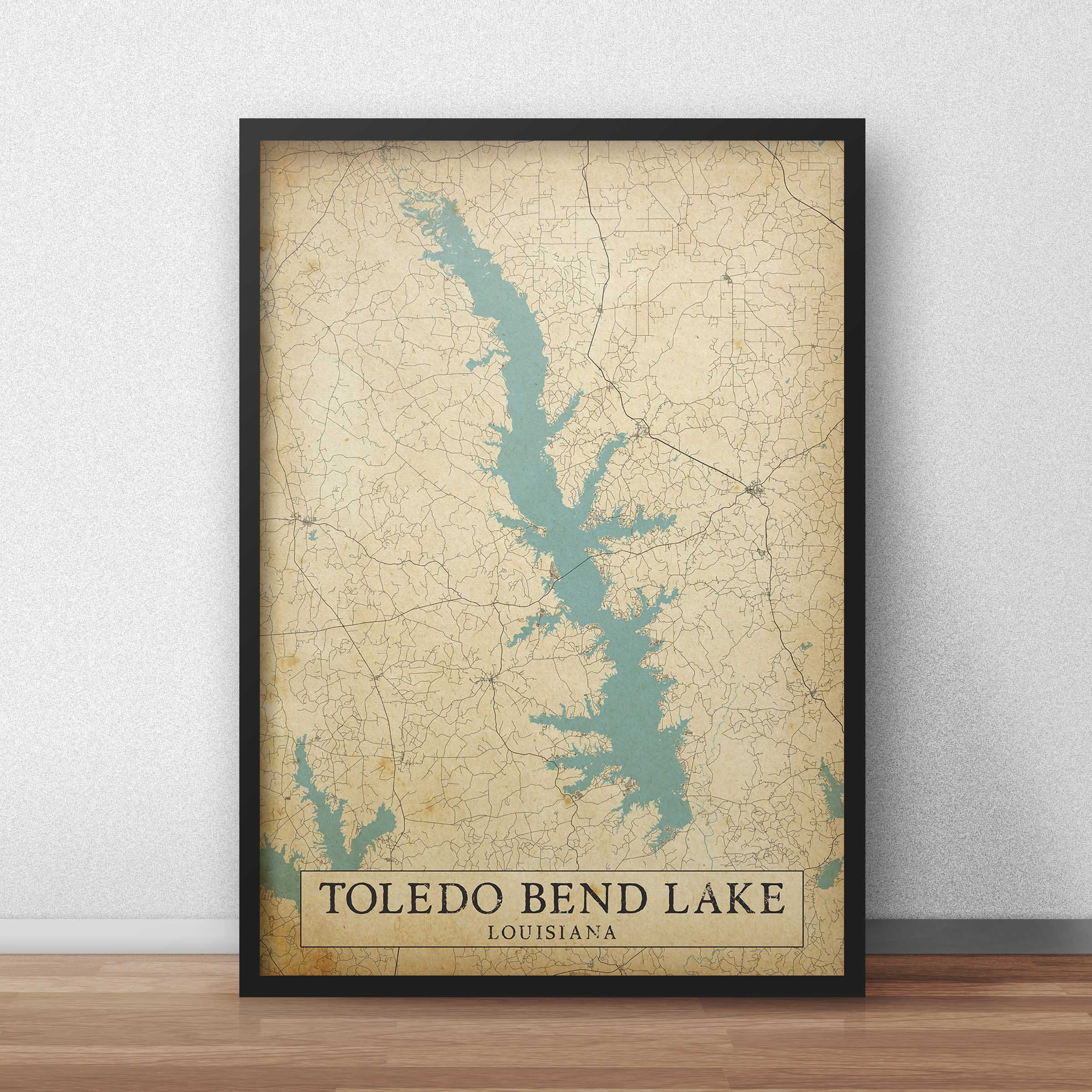 Vintage Style Map of Toledo Bend Lake Louisiana USA Instant | Etsy