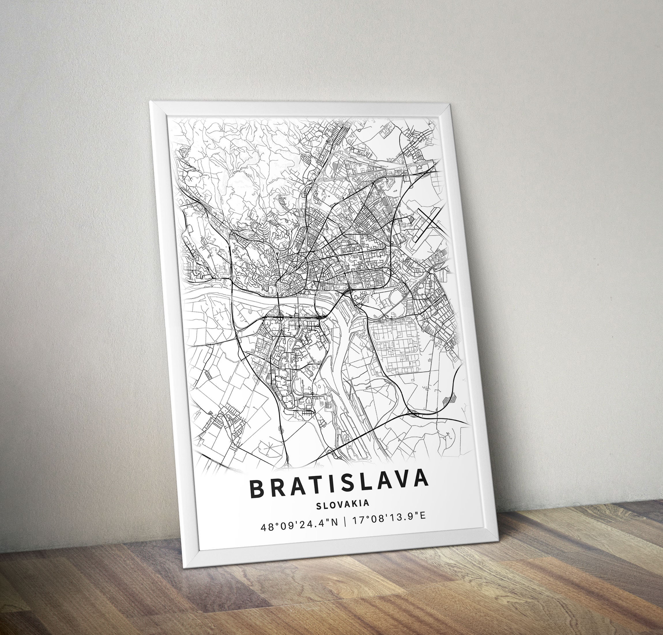 Printable Map of Bratislava, Slovakia With Street Names - Instant ...