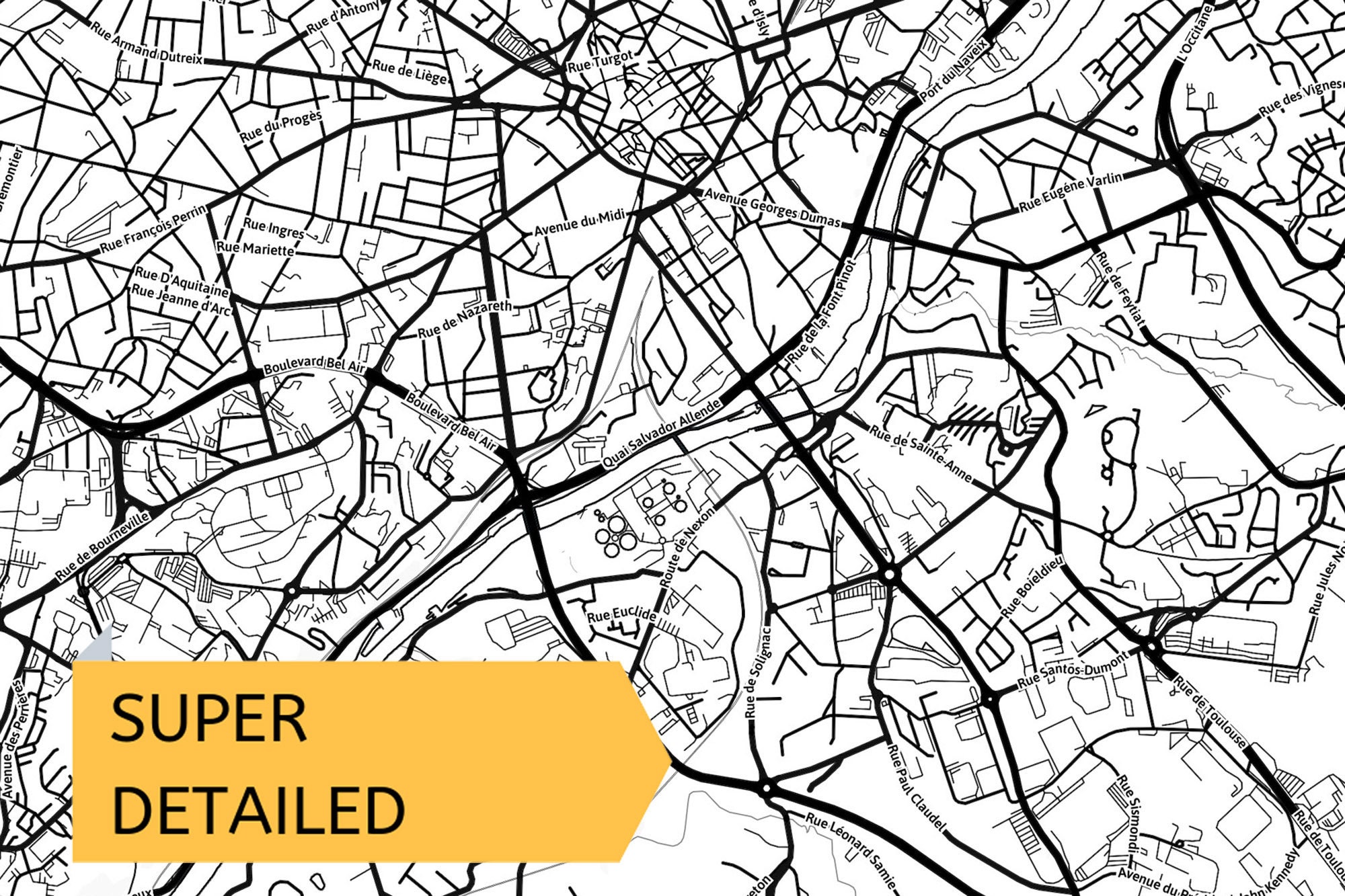 Printable Map of Limoges France with Street Names Limòtges | Etsy