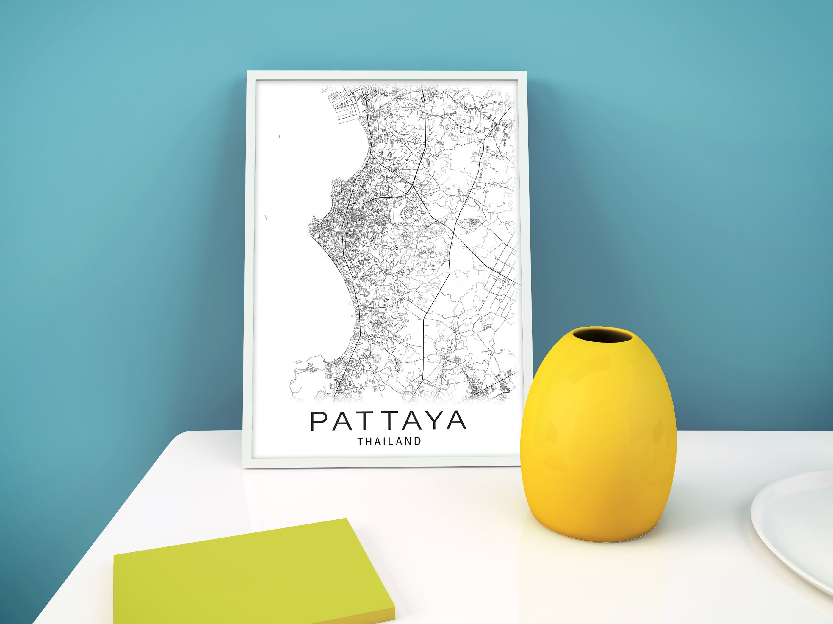 Printable Map of Pattaya Thailand Instant Download City | Etsy