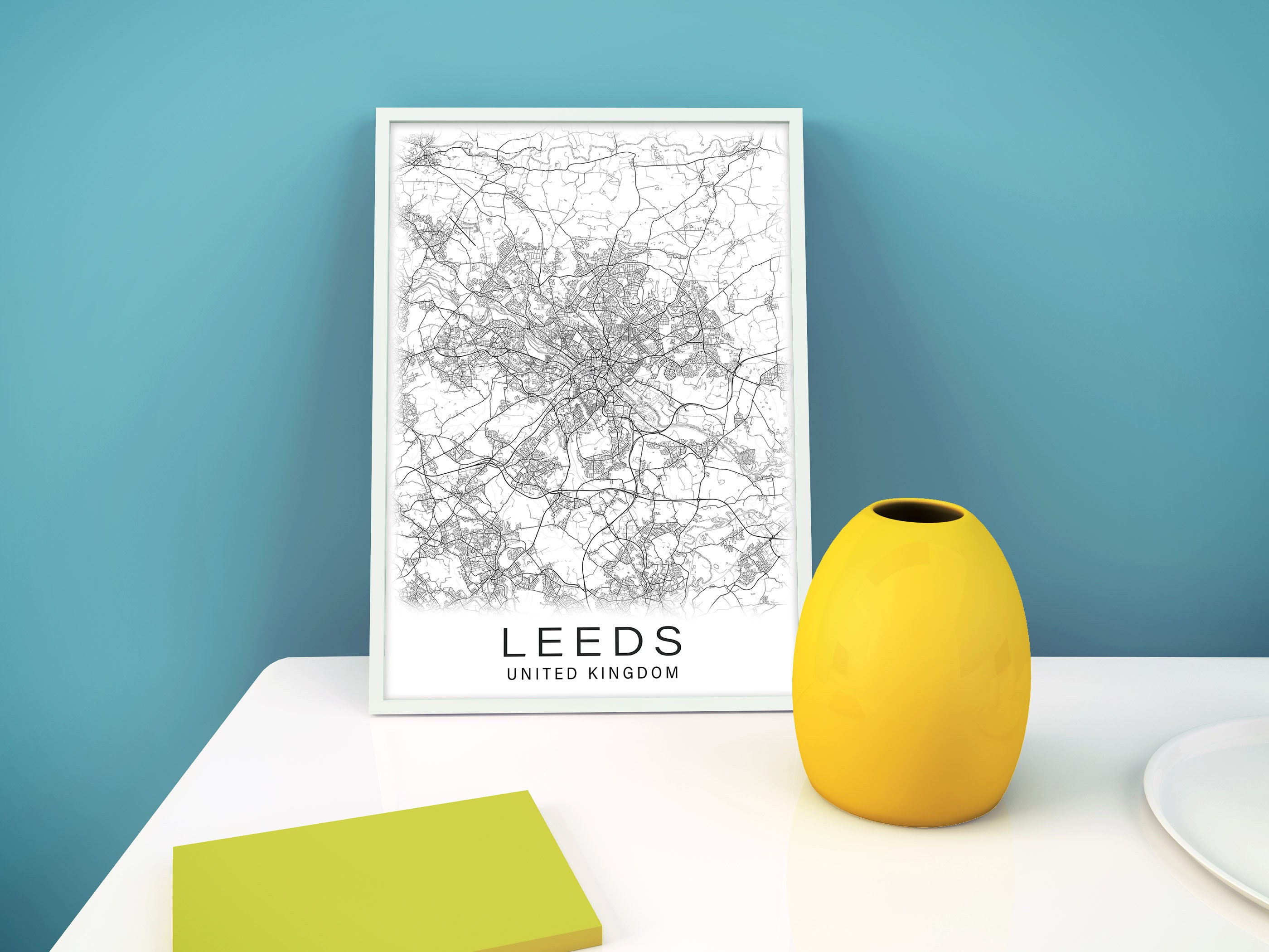 Mapa imprimible de Leeds Inglaterra Reino Unido Descarga - Etsy México