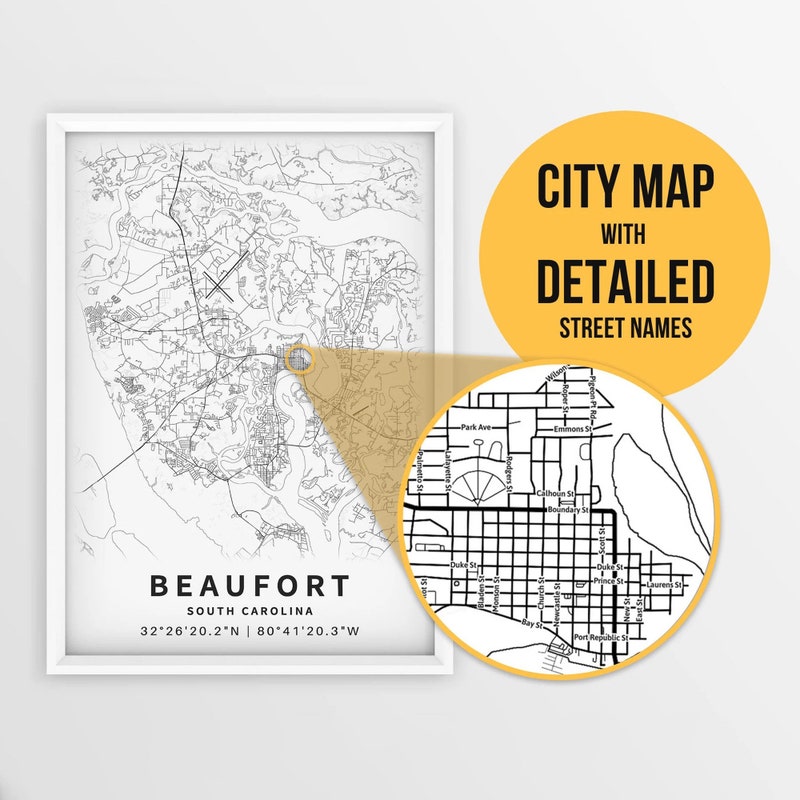 Beaufort Sc Maps - Etsy