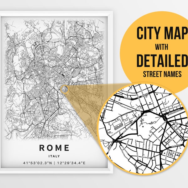 Printable Map of Rome - Etsy