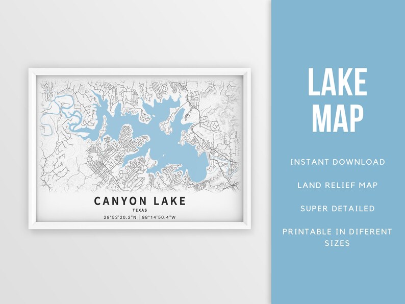 Printable Map of Canyon Lake Texas United States Instant - Etsy