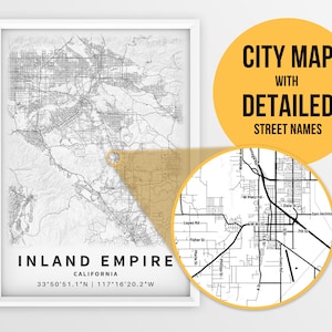 Printable Map of Inland Empire California CA United States - Etsy