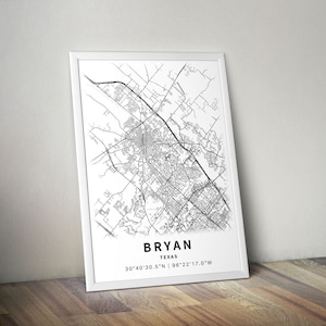 Printable Map of Bryan, Texas, USA With Street Names - Instant Download ...
