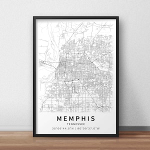 Printable Map of Memphis, Tennessee, USA With Street Names - Instant ...