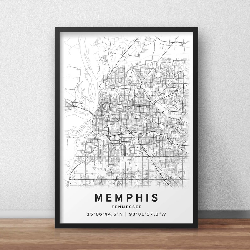 Printable Map of Memphis, Tennessee, USA With Street Names - Instant ...